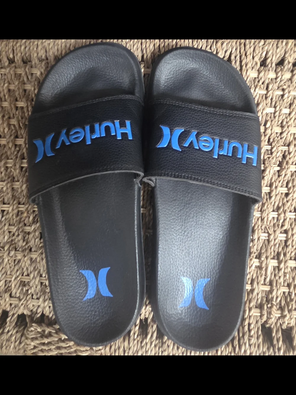 Hurley | Shoes | Hurley Black Slides With Blue Logo Sz 8 Bin X | Poshmark